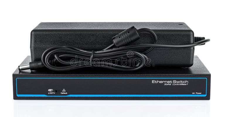 Front View of PoE Support Ethernet Switch with Power Supply Isolated on ...