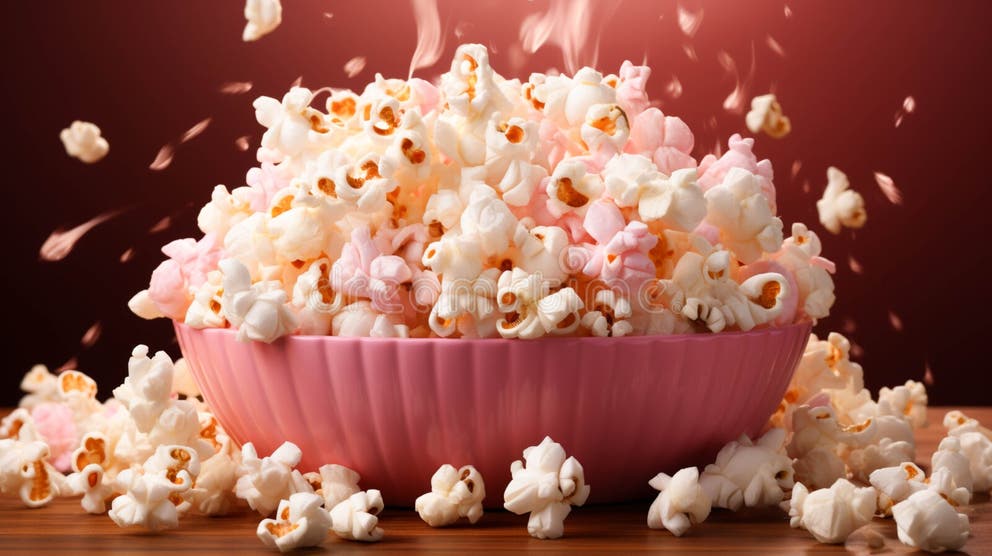A Front View Popcorn Inside Package Spread All on Pink Stock ...