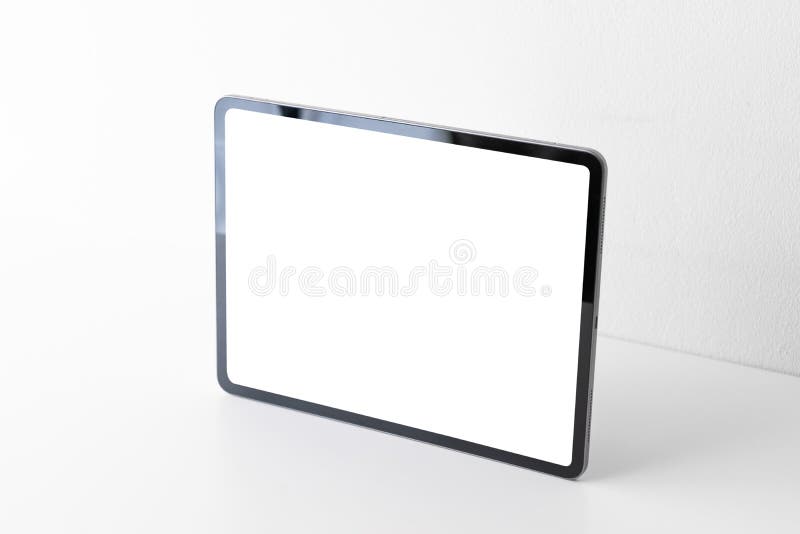 Front View of Portable Digital Tablet Computer with Blank Screen on ...