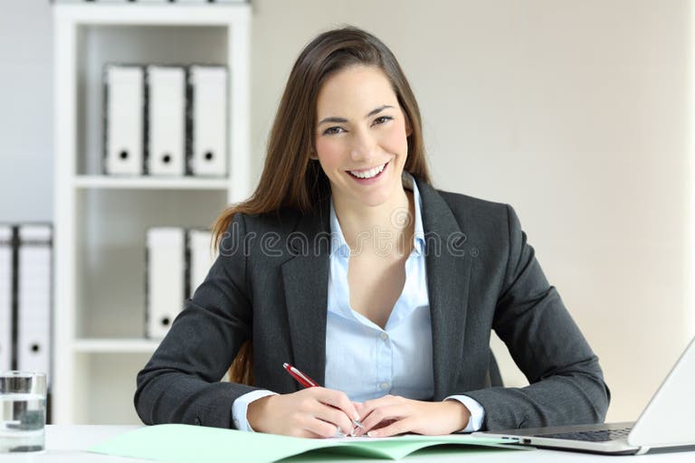 650 Smiley Female Office Worker Stock Photos - Free & Royalty-Free ...