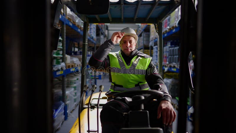 Front View Portrait of Smiling Confident Male Warehouse Loader ...