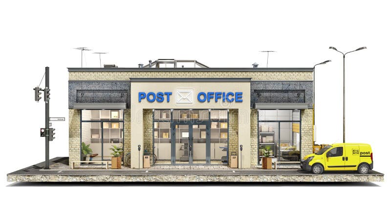 Front View on a Post Office Building on a Piece of Ground, Stock ...