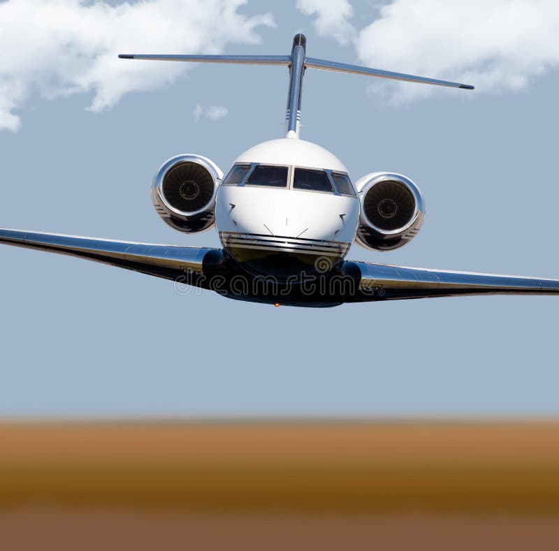 Private Jet Plane Front View - Bombardier Stock Photo - Image of parked ...