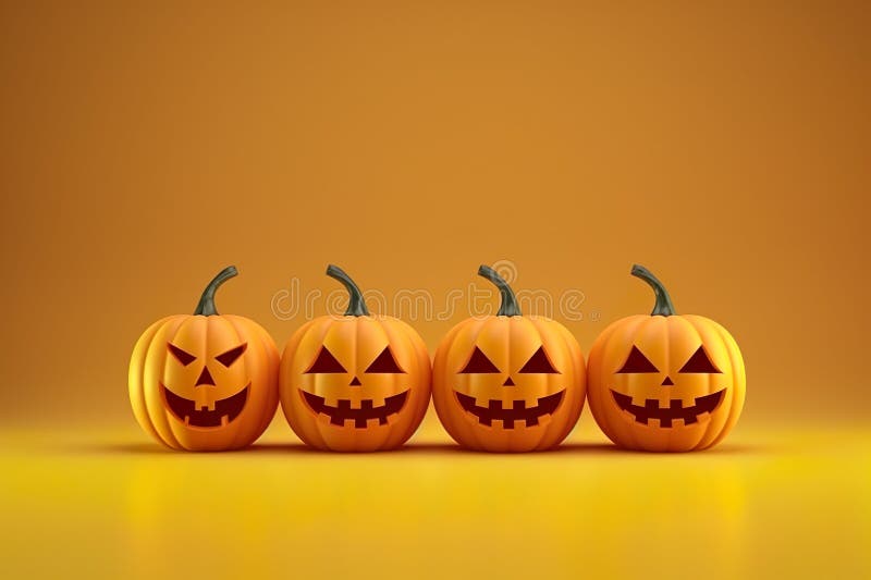 Front View Pumpkins with Orange Background Generative Ai Stock ...