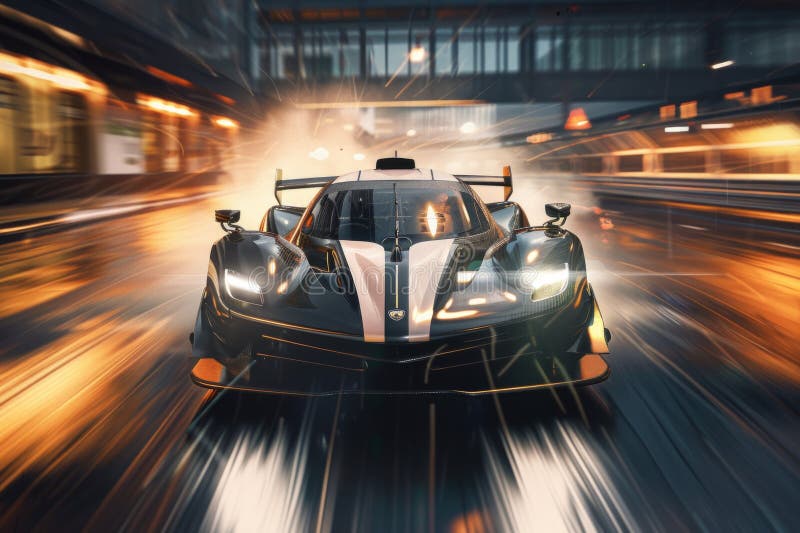 Front View of Racing Car at High Speed Stock Image - Image of road ...