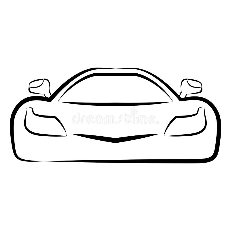Front View of a Racing Car Sketch Stock Vector - Illustration of ...