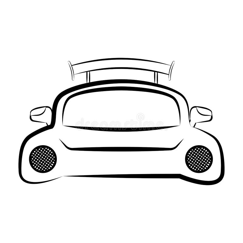 Front View of a Racing Car Sketch Stock Vector - Illustration of vector ...