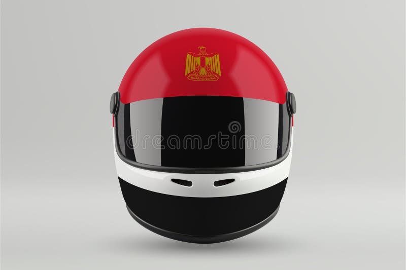Front View of Racing Helmet Featuring Egypt Flag Colors Stock ...
