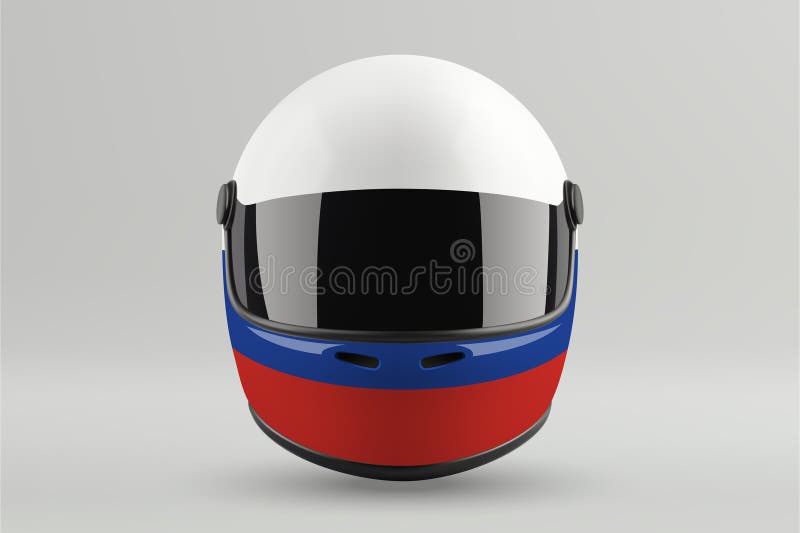 Front View of Racing Helmet Featuring Russia Flag Colors Stock ...