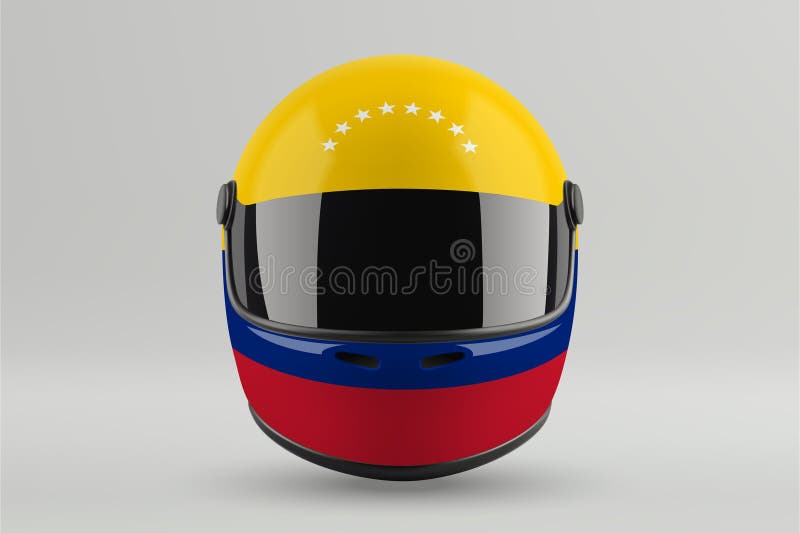 Front View of Racing Helmet Featuring Venezuela Flag Colors Stock Photo ...