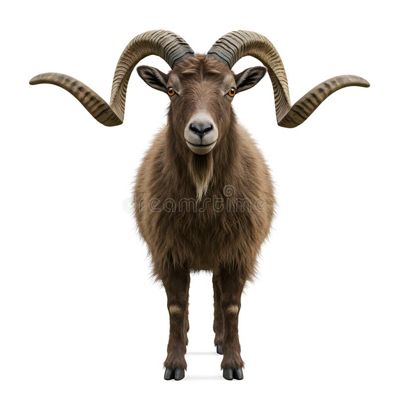 Front View of a Ram with Curly Horns, Generative Ai Stock Illustration ...