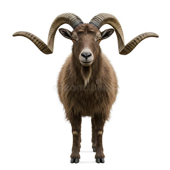 Front View of a Ram with Curly Horns, Generative Ai Stock Illustration ...