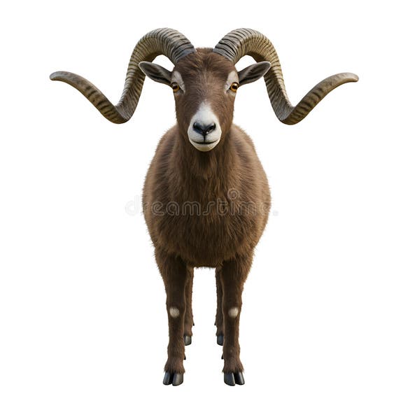 Front View of a Ram with Curly Horns, Generative Ai Stock Illustration ...