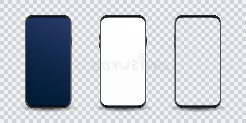 Front View of Realistic Mobile Phone Device Mockup Isolated. Smartphone ...