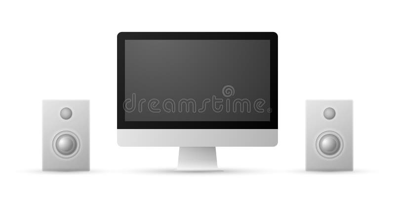 Front View of Realistic Modern Slim Shaded Vector Computer Screen with ...