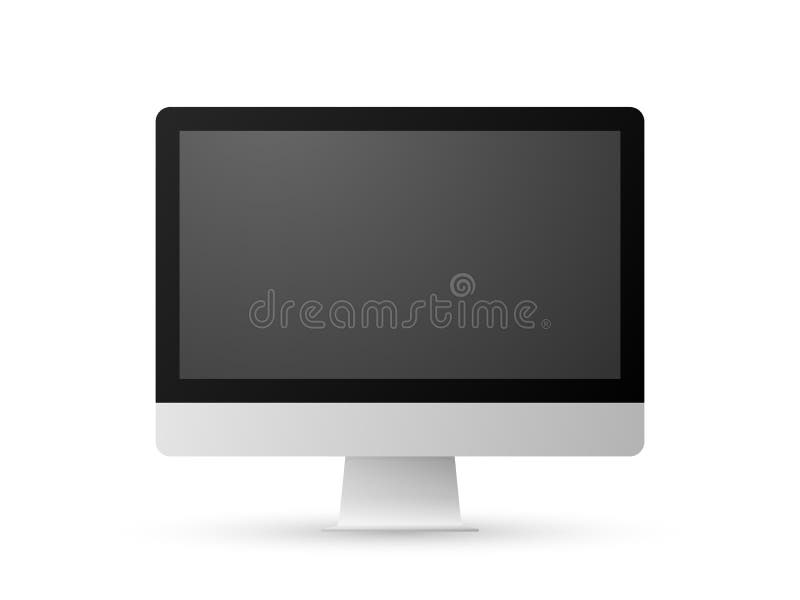 Front View of Realistic Modern Slim Shaded Vector Computer Screen on ...