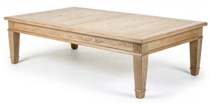 Front View of Rectangular White Oak Wooden Coffee Table Isolated on ...
