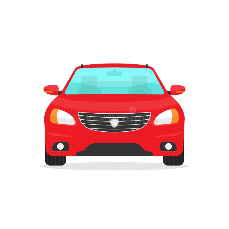 Car Red Icon on White Background. Red Flat Style Vector Illustration ...