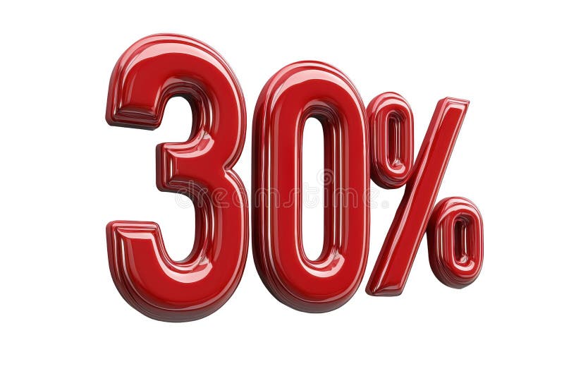 Front View of Red 3D Letters with the Text 30 Isolated on a Transparent ...