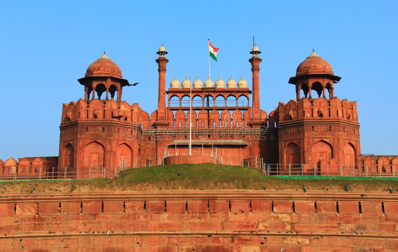 Front View of Red Fort, New Delhi Stock Photo - Image of stone ...