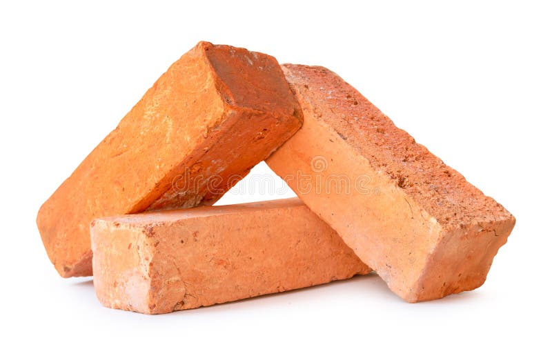Front View of Red or Orange Bricks in Stack Isolated on White ...