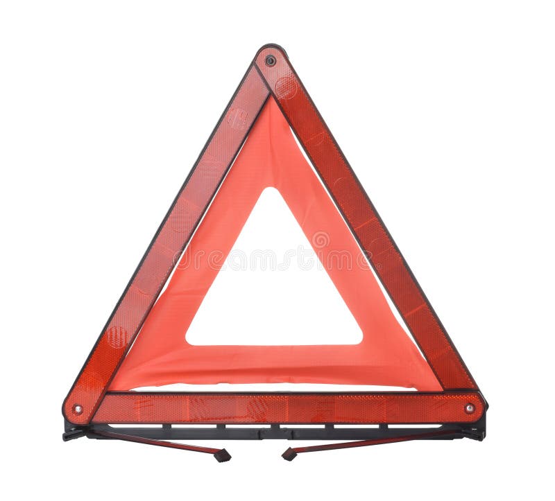 Front View of Red Reflecting Traffic Warning Triangle Stock Image ...