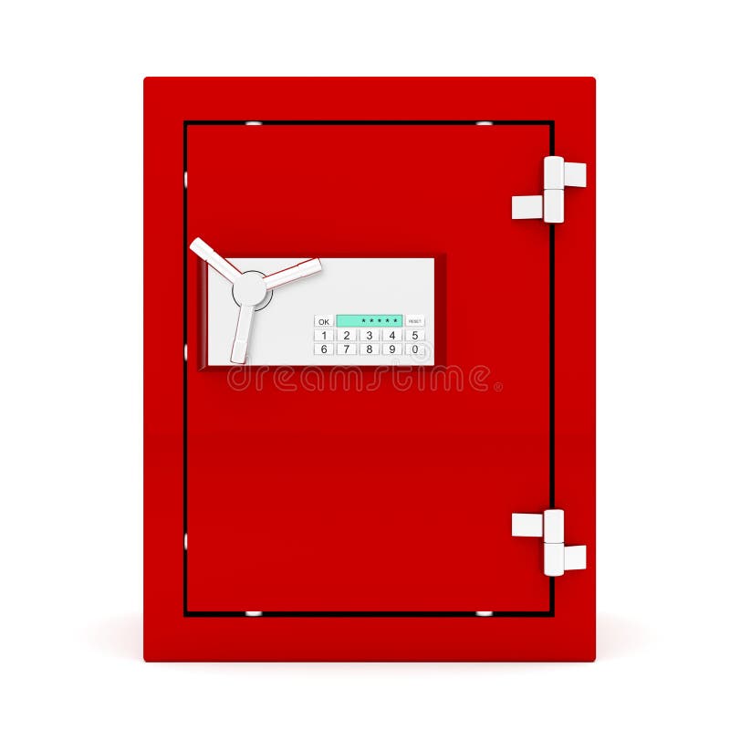 Front view of red safe box stock illustration. Illustration of iron ...