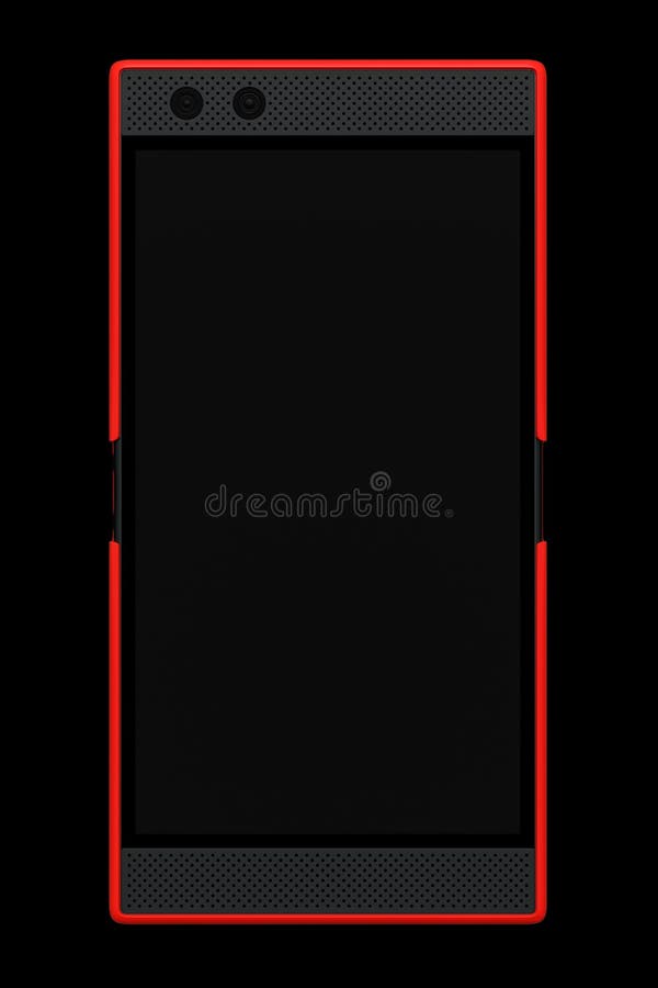 Front View of Red Smartphone with Empty Screen, Concept of Mobile ...