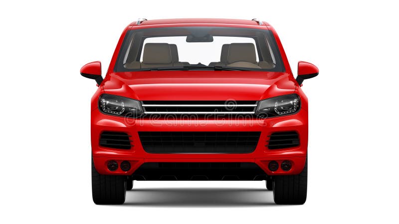 Front View of Red SUV Car Isolated on White Stock Illustration ...