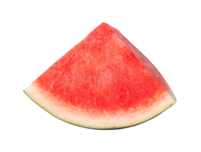 Front View of Red Watermelon Slice or Quarter Isolated on White ...