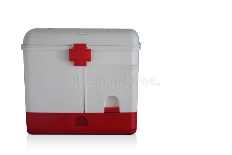 Front View Red and White Plastic Box on White Background, Object ...