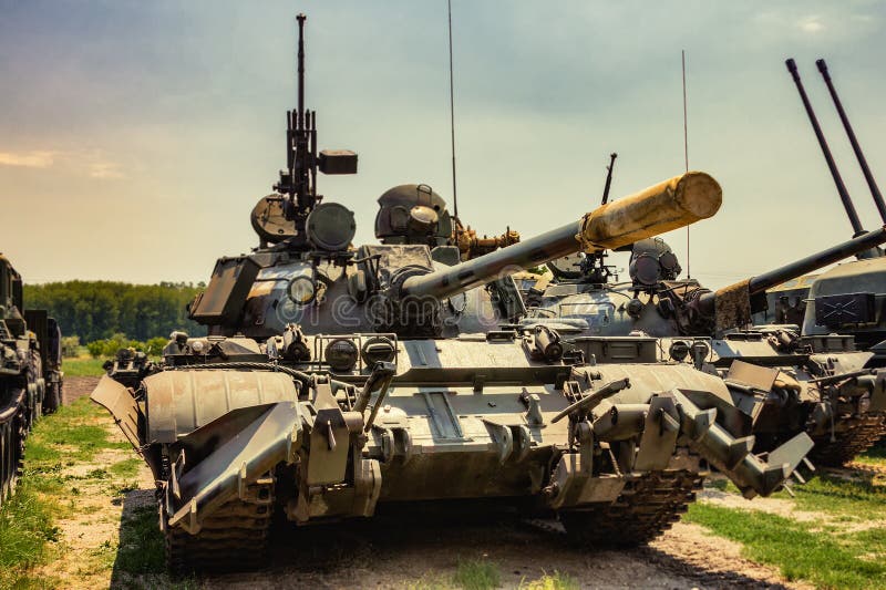 Front View of a Retro Army Tank Editorial Stock Image - Image of ...