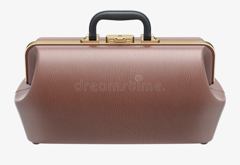 Front View of Retro Brown Leather Doctor S Bag Stock Illustration ...