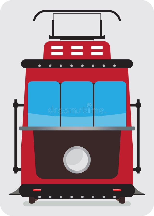 Front View of Tram Car or Trolley Car Flat Design Stock Vector ...