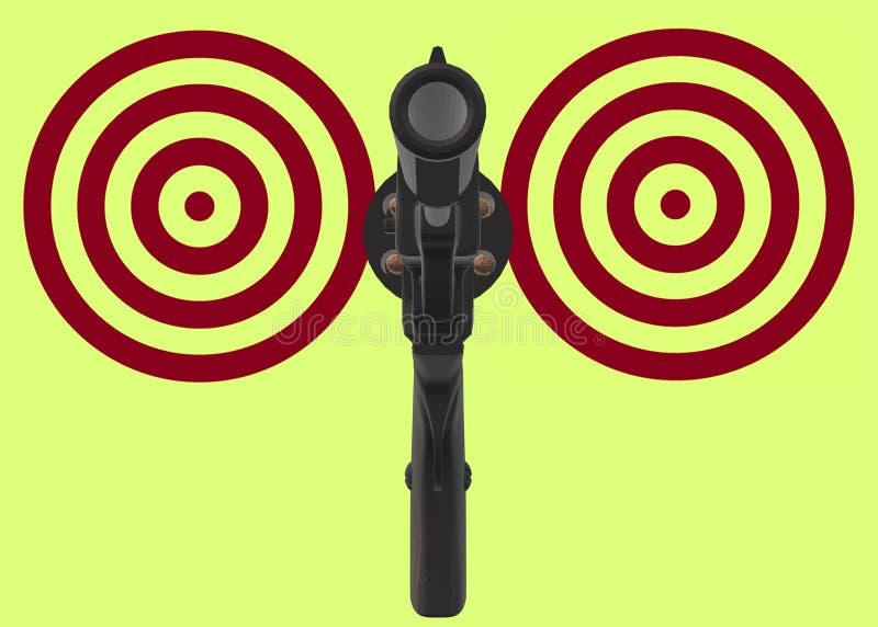 Front View of a Revolver and a Pair of Red Target Boards Stock ...