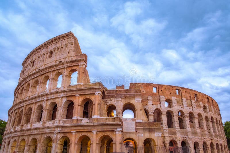Front View of Roman Colosseum with Dramatic Sky Stock Photo - Image of ...