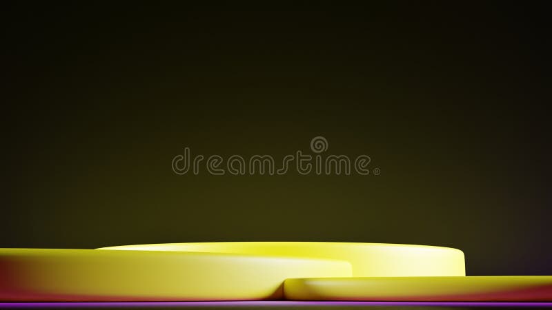 Front View of a Room with an Empty Yellow Platform.3D Rendering. 3d ...