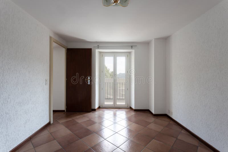 Front View of Room with White Walls and Window Looking Nature Stock ...