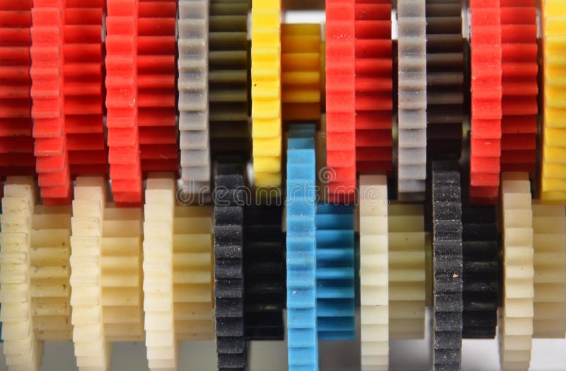 Front View of a Row with Colorful Gear Wheels Stock Photo - Image of ...