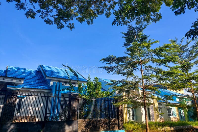 Front View of a Row of Permanent Houses in a Residential Area Stock ...