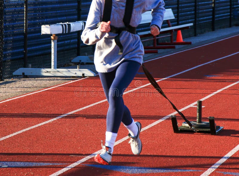 Front View of a Runner Pulling a Sled with Weight on Top Stock Image ...
