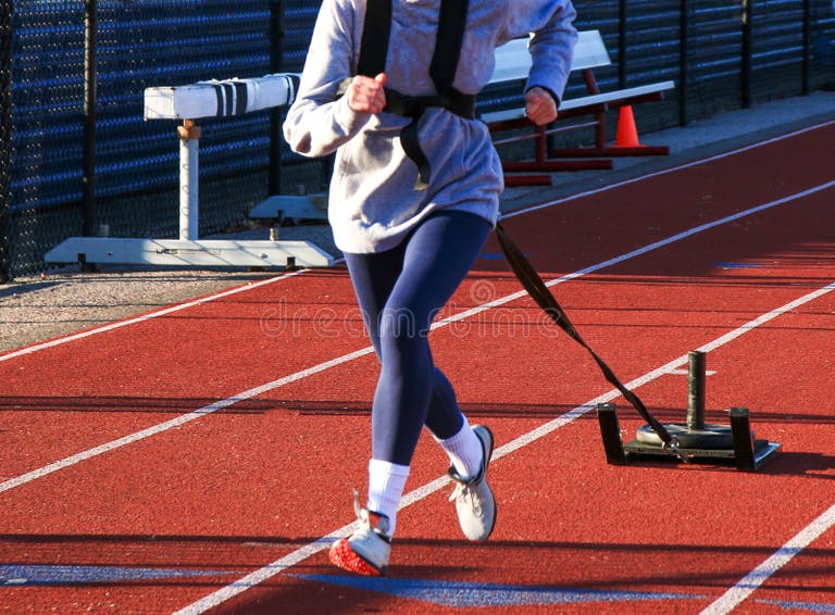 Front View of a Runner Pulling a Sled with Weight on Top Stock Image ...