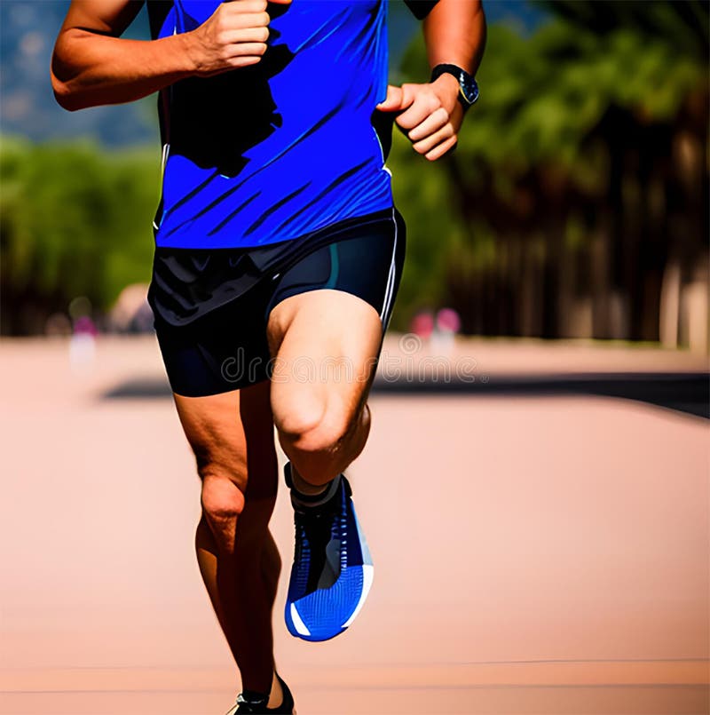 Front View of Runner Running on a Road Stock Illustration ...