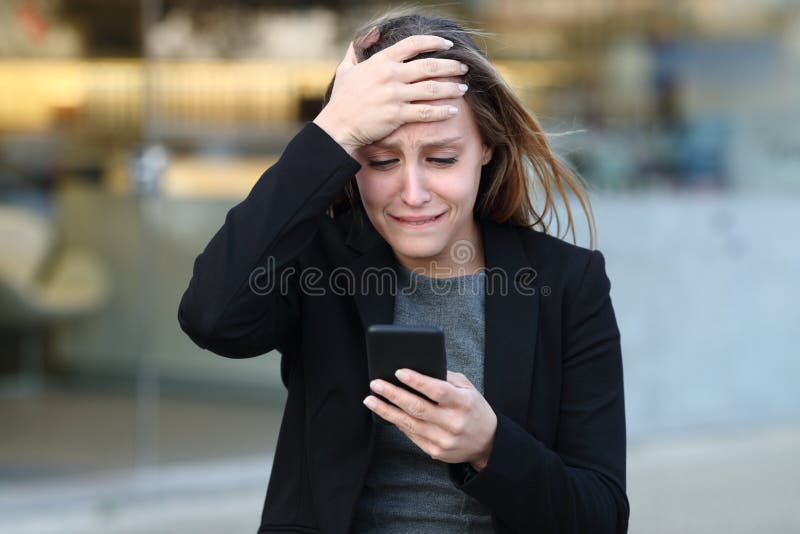 Sad Executive Complaining Checking Smart Phone Stock Photo - Image of ...