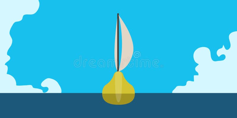 Front View of a Sailboat in a Landscape Stock Vector - Illustration of ...