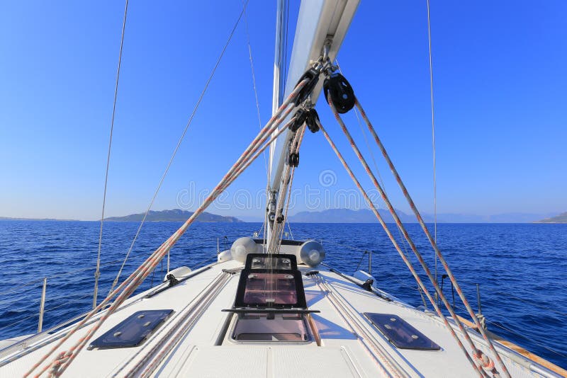 Front View of Sailing Yacht Stock Photo - Image of leisure, ship: 163246952
