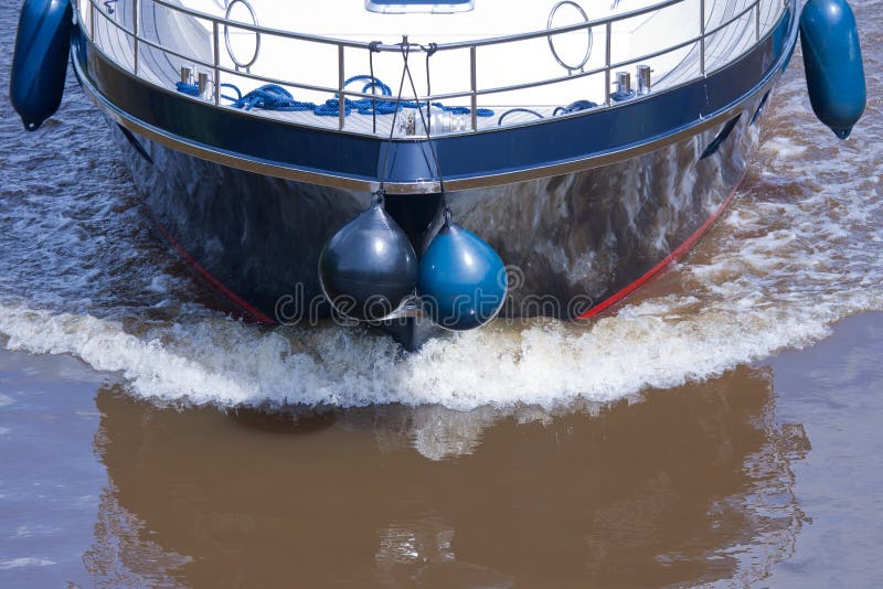 Front View of Sailing Yacht Wit a Bow Wave Stock Photo - Image of ...