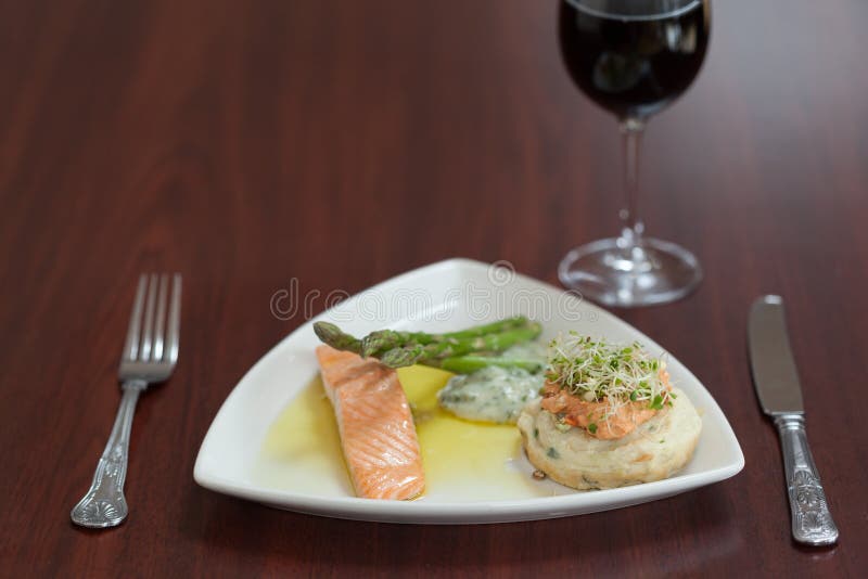 Front View of Salmon Dish with Asparagus Stock Photo - Image of healthy ...