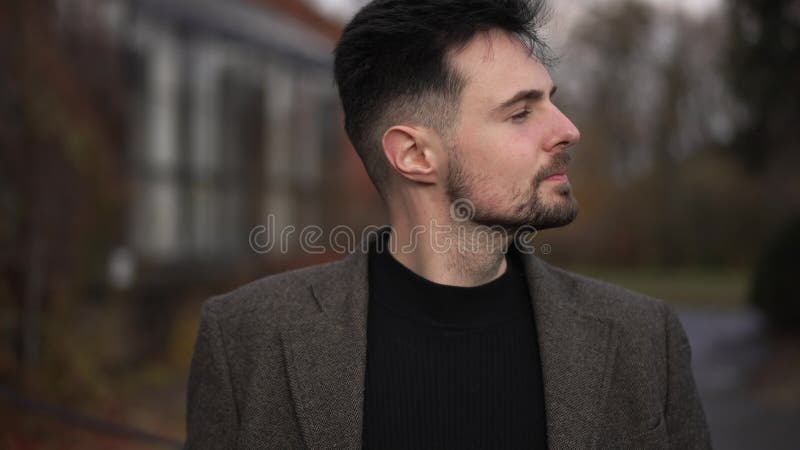 Front View Satisfied Confident Man Drinking Coffee from Paper Cup ...