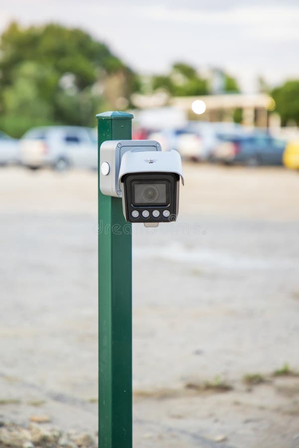 Front View of Security CCTV Camera on a Pylon Stock Image - Image of ...